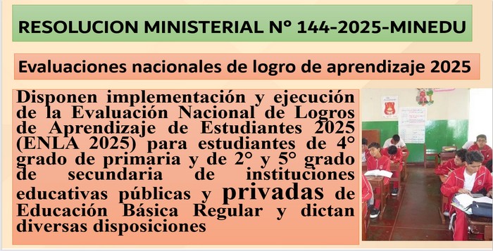 MINEDU aplicará la Evaluación Nacional de Logros de Aprendizaje de ...